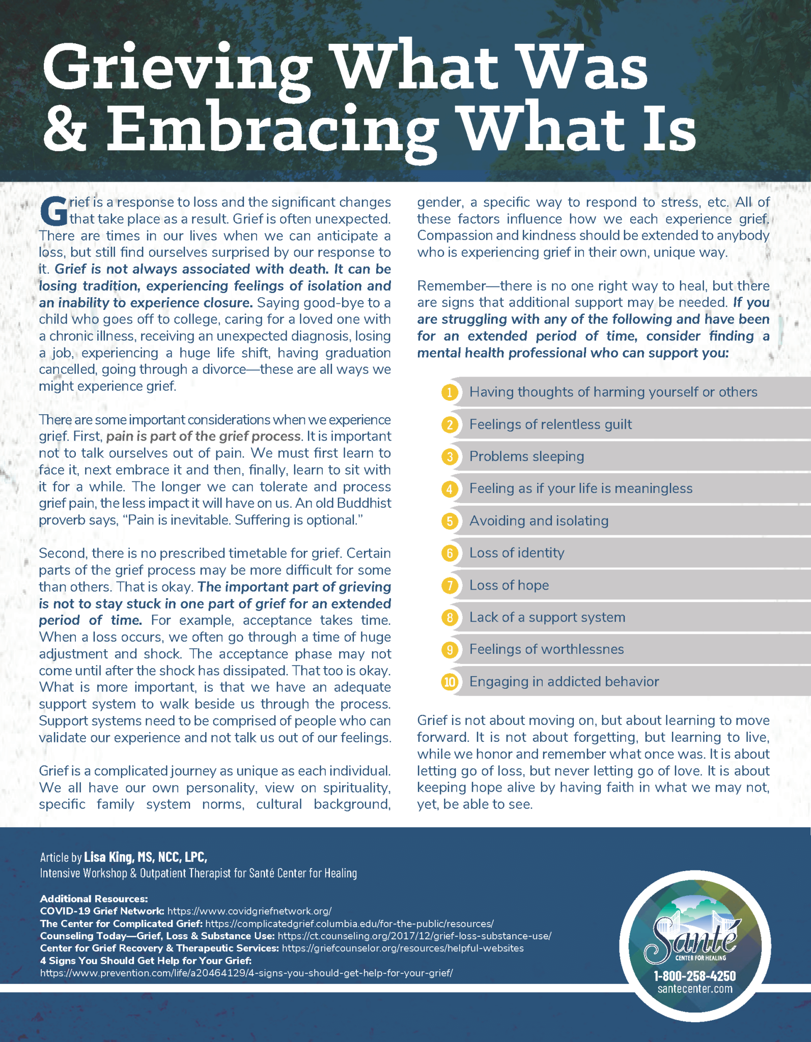 Grieving What Was and Embracing What Is | Santé Center for Healing